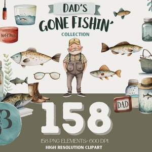 Fishing Clipart Bundle,fathers Day Clipart Graphic, Fishing Clipart ...