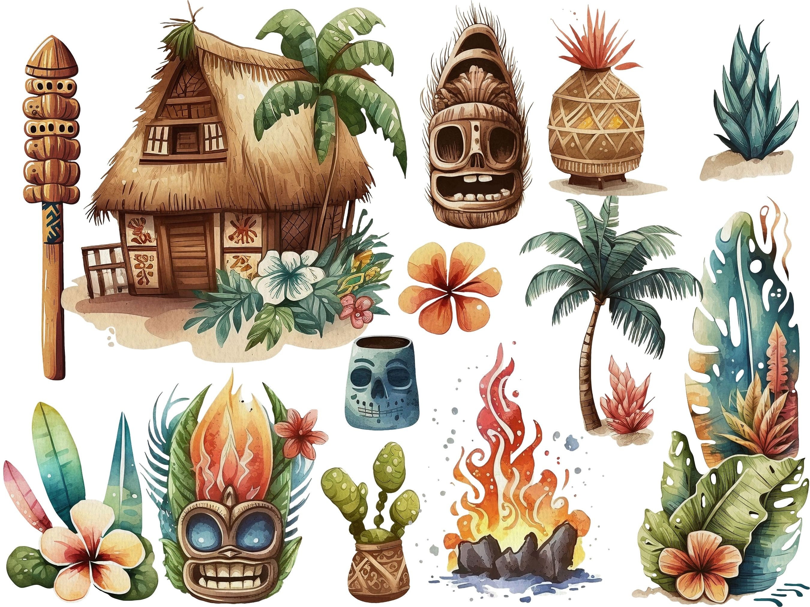 Beach Clipart Clip Art, Summer Vacation Travel Clipart, Tiki Island ...