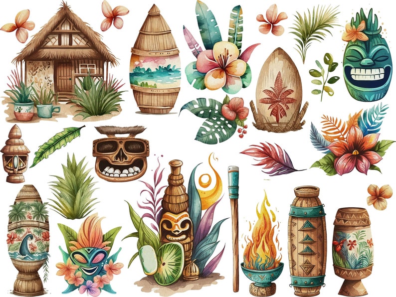Beach Clipart Clip Art, Summer Vacation Travel Clipart, Tiki Island ...