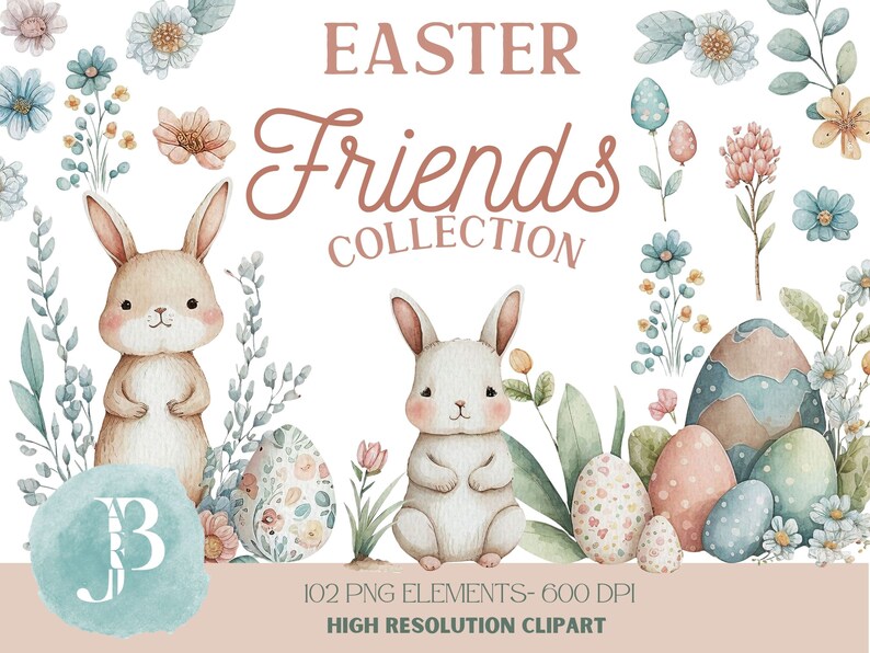 Watercolor Easter Clipart Cute Easter Clipart Digital - Etsy