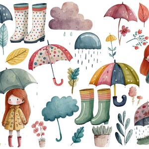 Rainy Day Spring Clipart, Instant Download - Umbrella Clipart ...