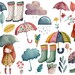 Rainy Day Spring Clipart, Instant Download - Umbrella Clipart ...