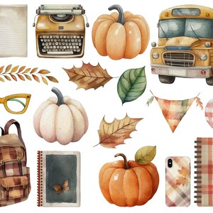 Fall School Supply Clipart, Back to School, School Bus, College Clipart ...