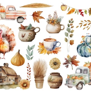 Autumn Farmhouse Clipart Bundle - 164 High-quality PNG Elements - Fall ...