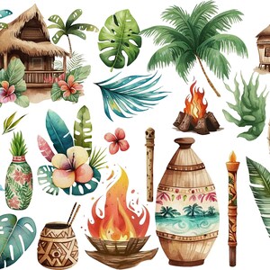 Beach Clipart Clip Art, Summer Vacation Travel Clipart, Tiki Island ...