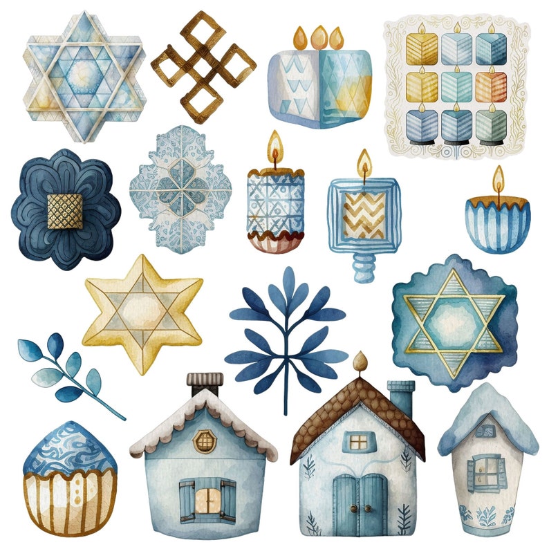 Quilted Winter Cottage Hanukkah Clipart Set - Etsy