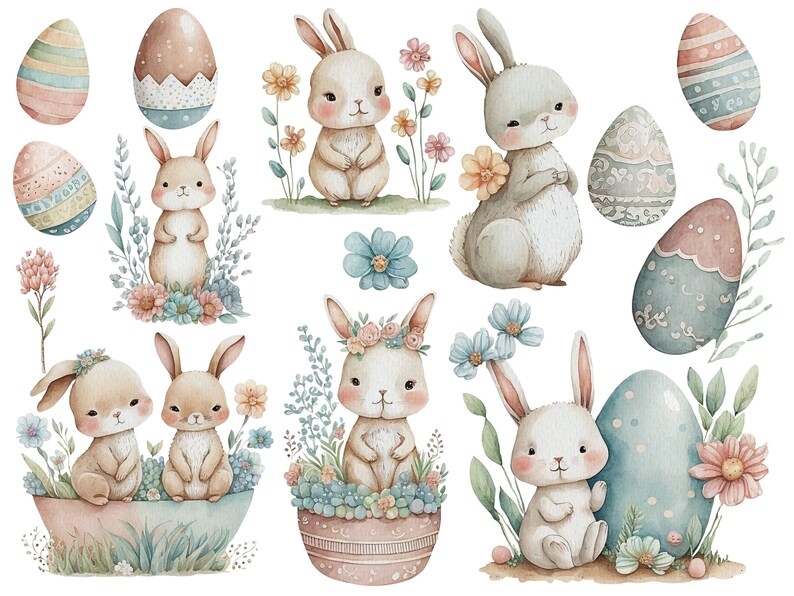 Watercolor Easter Clipart - Cute Easter Clipart - Digital Download ...