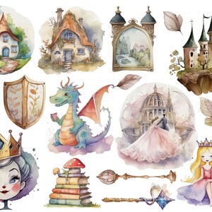 Watercolor Princess Fairytale Clipart Collection, Castle Clipart ...
