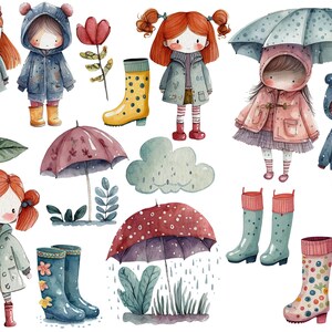 Rainy Day Spring Clipart, Instant Download - Umbrella Clipart ...