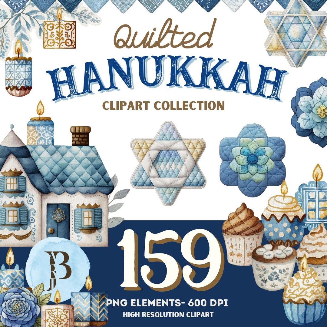 Quilted Winter Cottage Hanukkah Clipart Set - Etsy