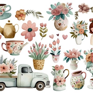 Watercolor Floral Mother's Day Clipart - Flowers for Mom Collection ...