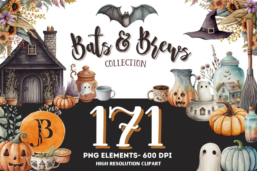 Farmhouse Halloween Clipart Bundle - Cute Autumn Decor Pngs - Rustic ...