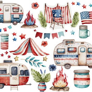 4th of July Camper Clipart - Camp USA Clipart Collection, Retro Camper ...