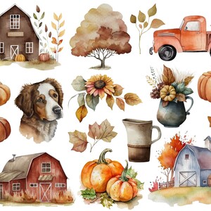 Autumn Farmhouse Clipart Bundle - 164 High-quality PNG Elements - Fall ...