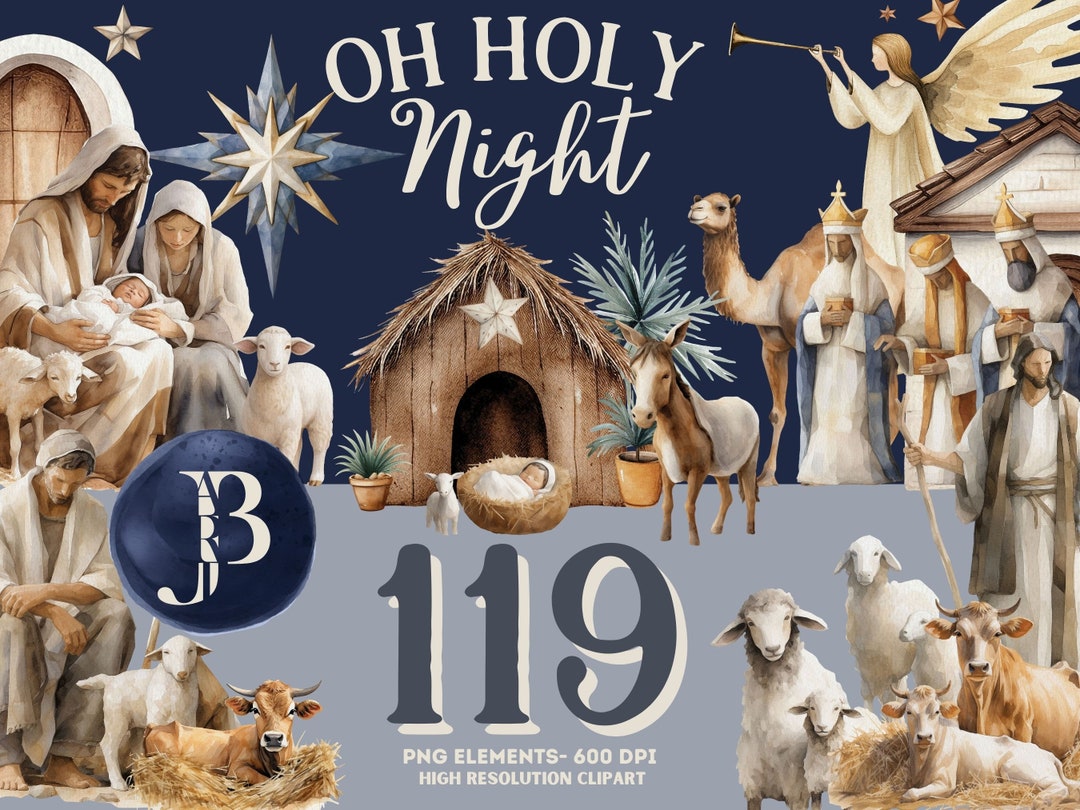 Watercolor Nativity Christmas Clipart PNG Set Collection - Etsy