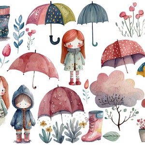 Rainy Day Spring Clipart, Instant Download - Umbrella Clipart ...