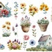 Farmhouse Flower Garden Clipart Bundle - 133 Watercolor PNG Elements ...