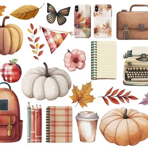 Fall School Supply Clipart, Back to School, School Bus, College Clipart ...