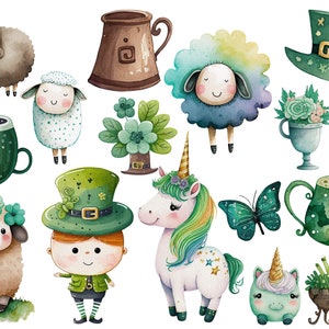 Watercolor St Patricks Day Clipart - Cute Shamrock Download - Instant ...