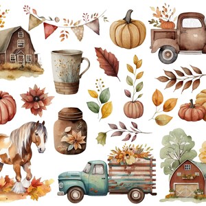 Autumn Farmhouse Clipart Bundle - 164 High-quality PNG Elements - Fall ...