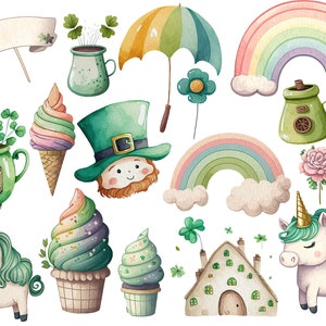 Watercolor St Patricks Day Clipart - Cute Shamrock Download - Instant ...