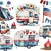 4th of July Camper Clipart - Camp USA Clipart Collection, Retro Camper ...