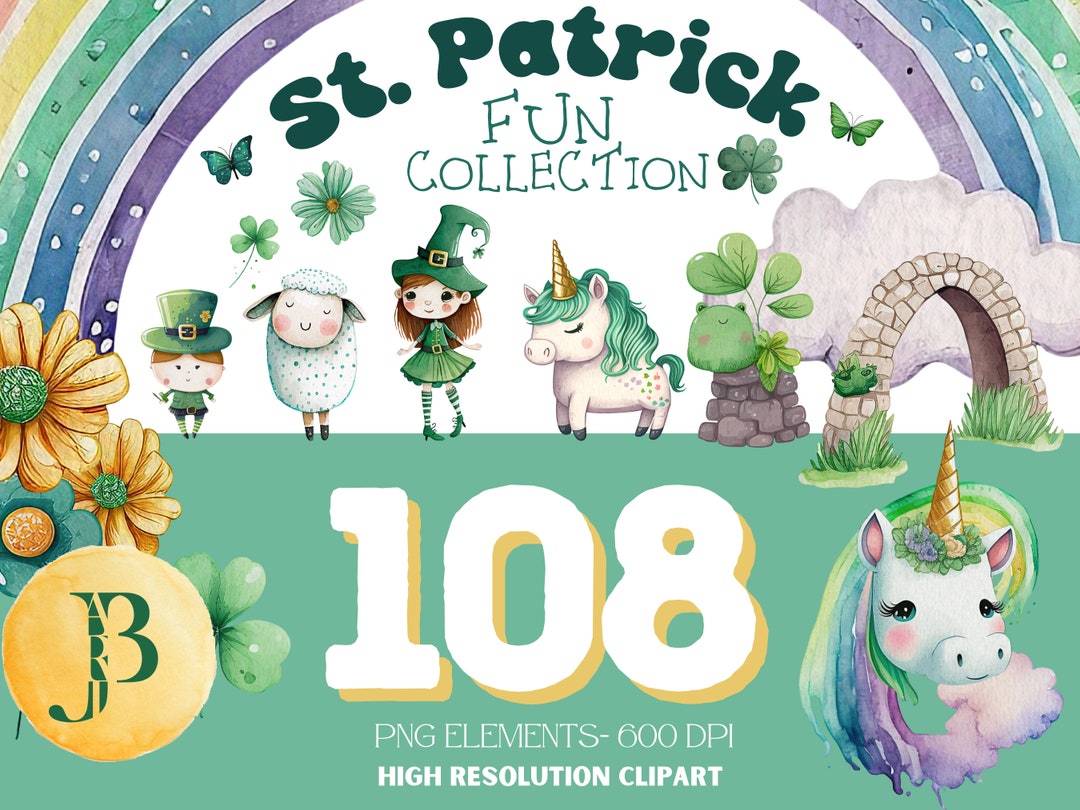 Watercolor St Patricks Day Clipart - Cute Shamrock Download - Instant ...