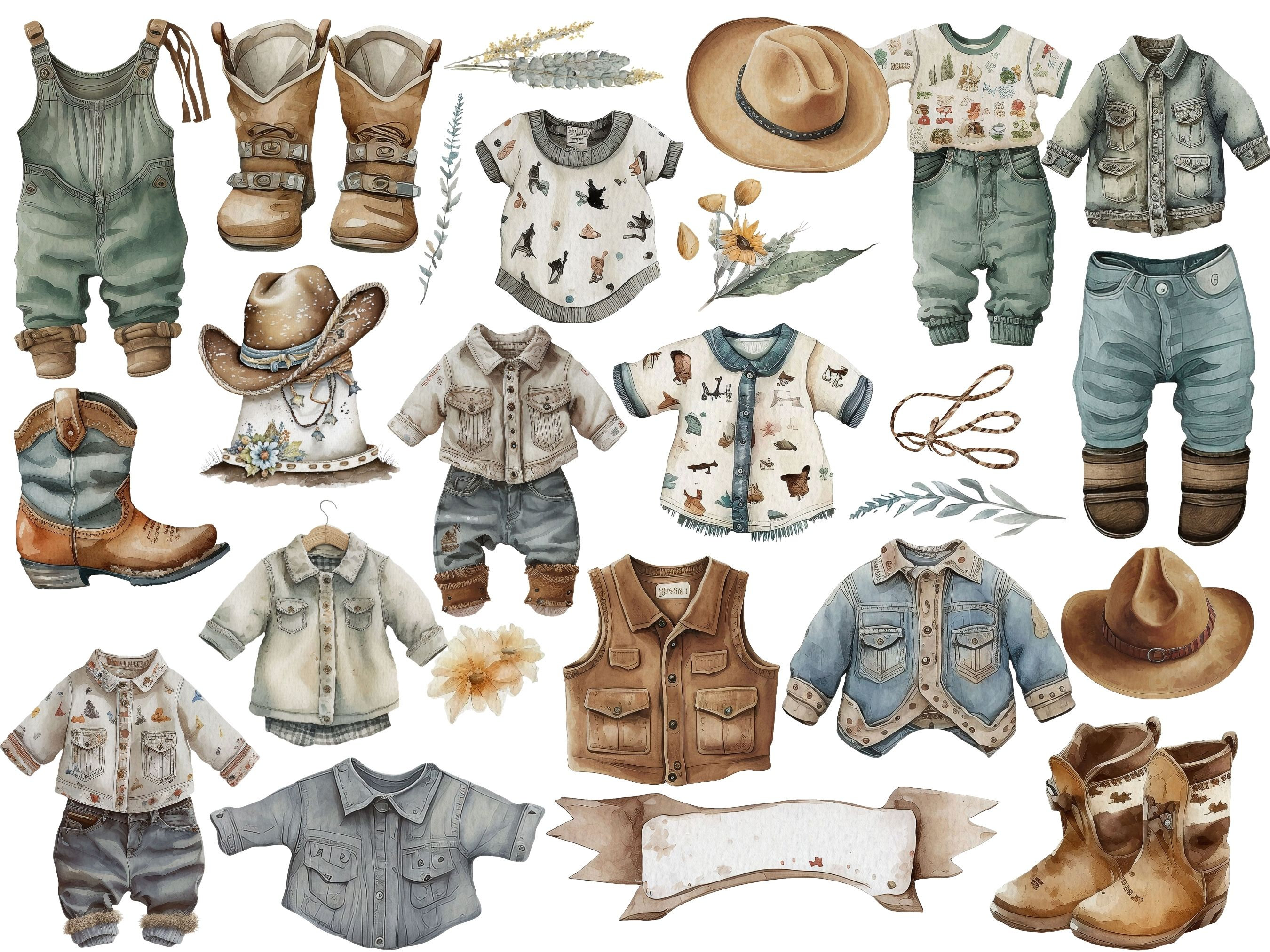 Watercolor Cowboy Baby Clipart Littlest Cowboy Baby Shower - Etsy Australia