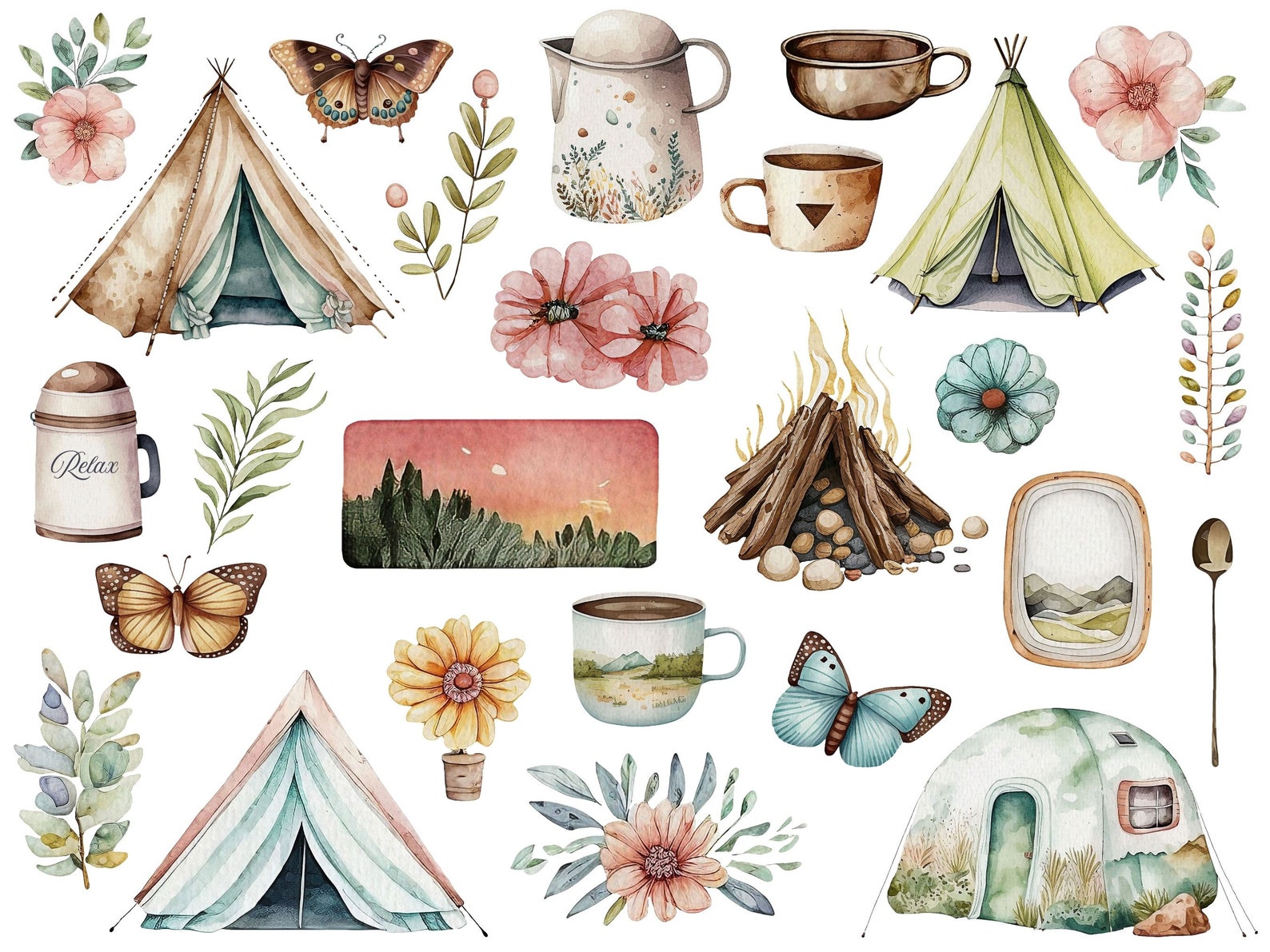 Glamping Clipart Collection, Glamping Camping Camp Clipart, Tent ...