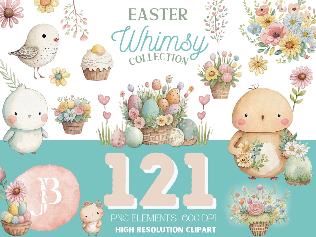 Watercolor Easter Clipart - Easter Whimsy Collection - Digital Download ...