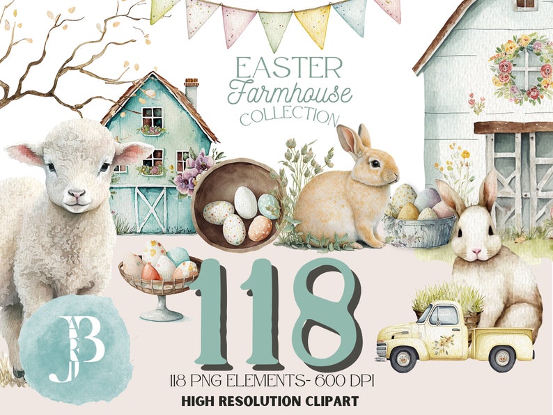 Watercolor Farmhouse Easter Clipart Farmhouse Truck Clip Art - Etsy