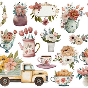 Watercolor Floral Mother's Day Clipart - Flowers for Mom Collection ...