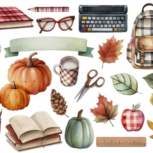 Fall School Supply Clipart, Back to School, School Bus, College Clipart ...