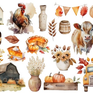 Autumn Farmhouse Clipart Bundle - 164 High-quality PNG Elements - Fall ...