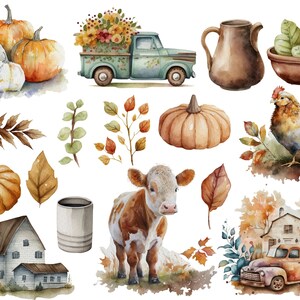 Autumn Farmhouse Clipart Bundle - 164 High-quality PNG Elements - Fall ...