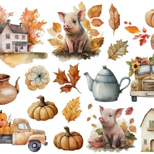 Autumn Farmhouse Clipart Bundle - 164 High-quality PNG Elements - Fall ...