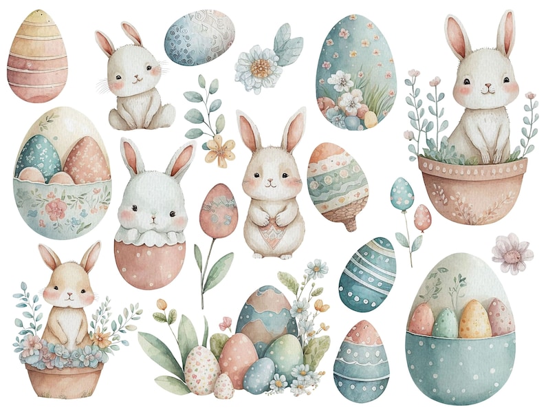 Watercolor Easter Clipart - Cute Easter Clipart - Digital Download ...