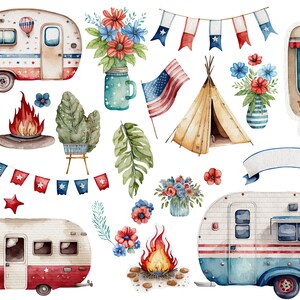 4th of July Camper Clipart - Camp USA Clipart Collection, Retro Camper ...