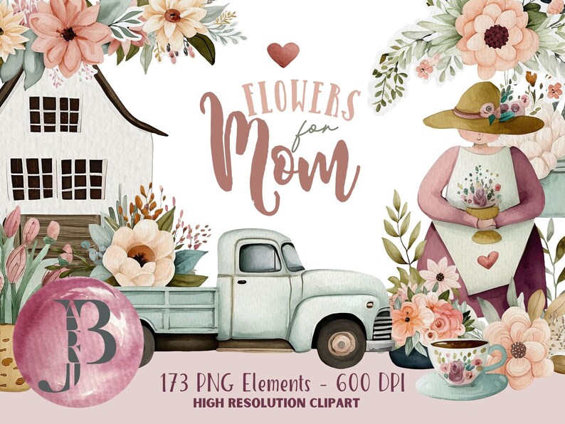 Watercolor Floral Mother's Day Clipart Flowers for Mom - Etsy