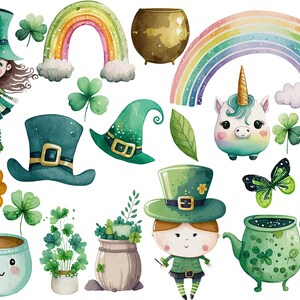 Watercolor St Patricks Day Clipart - Cute Shamrock Download - Instant ...