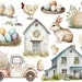 Watercolor Farmhouse Easter Clipart, Farmhouse Truck Clip Art , Farm ...