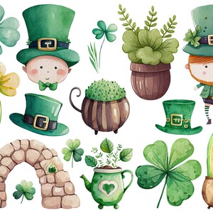 Watercolor St Patricks Day Clipart - Cute Shamrock Download - Instant ...