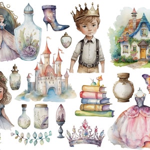 Watercolor Princess Fairytale Clipart Collection, Castle Clipart ...