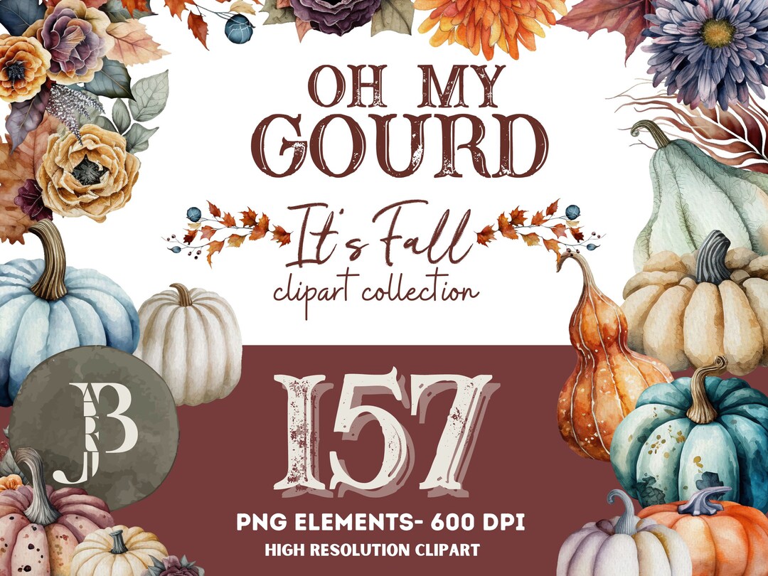 Watercolor Pumpkin and Autumn Gourd Thanksgiving Clipart Collection ...