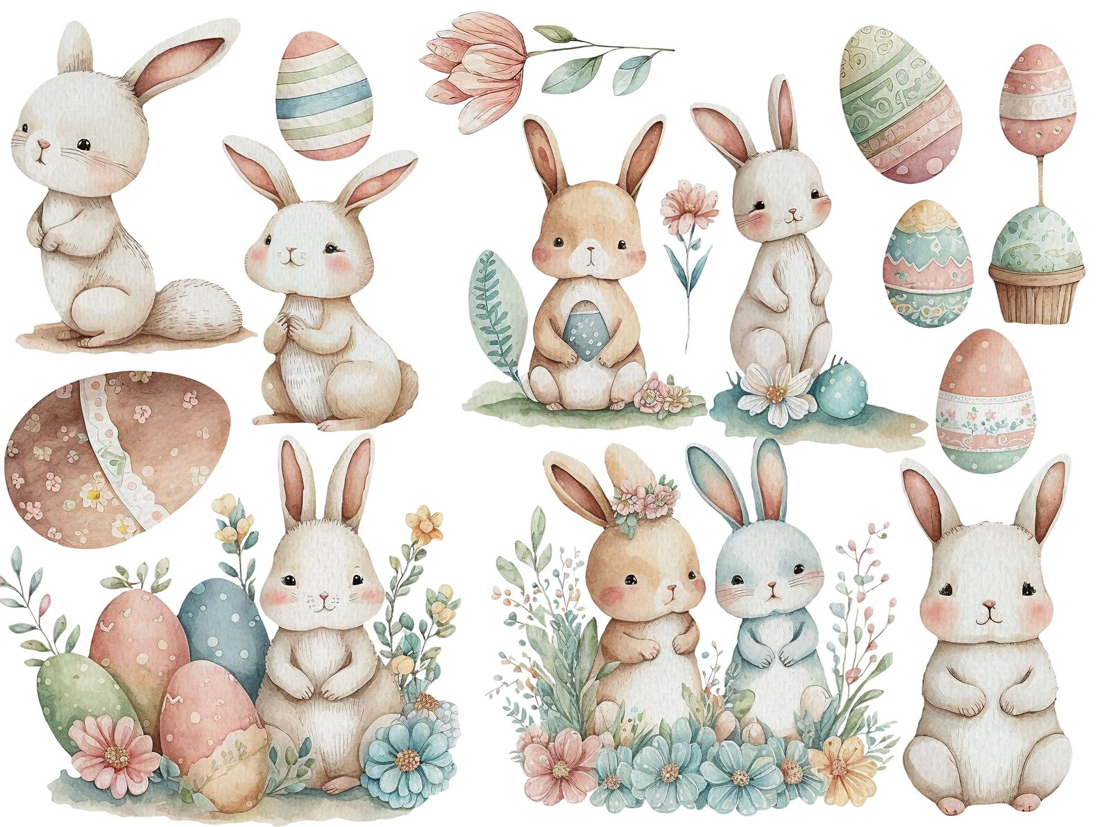Watercolor Easter Clipart Cute Easter Clipart Digital - Etsy