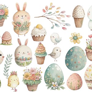 Watercolor Easter Clipart - Easter Whimsy Collection - Digital Download ...