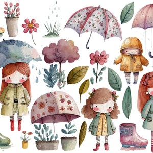 Rainy Day Spring Clipart, Instant Download - Umbrella Clipart ...