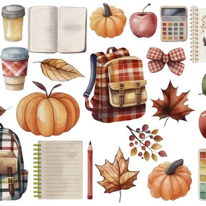 Fall School Supply Clipart, Back to School, School Bus, College Clipart ...