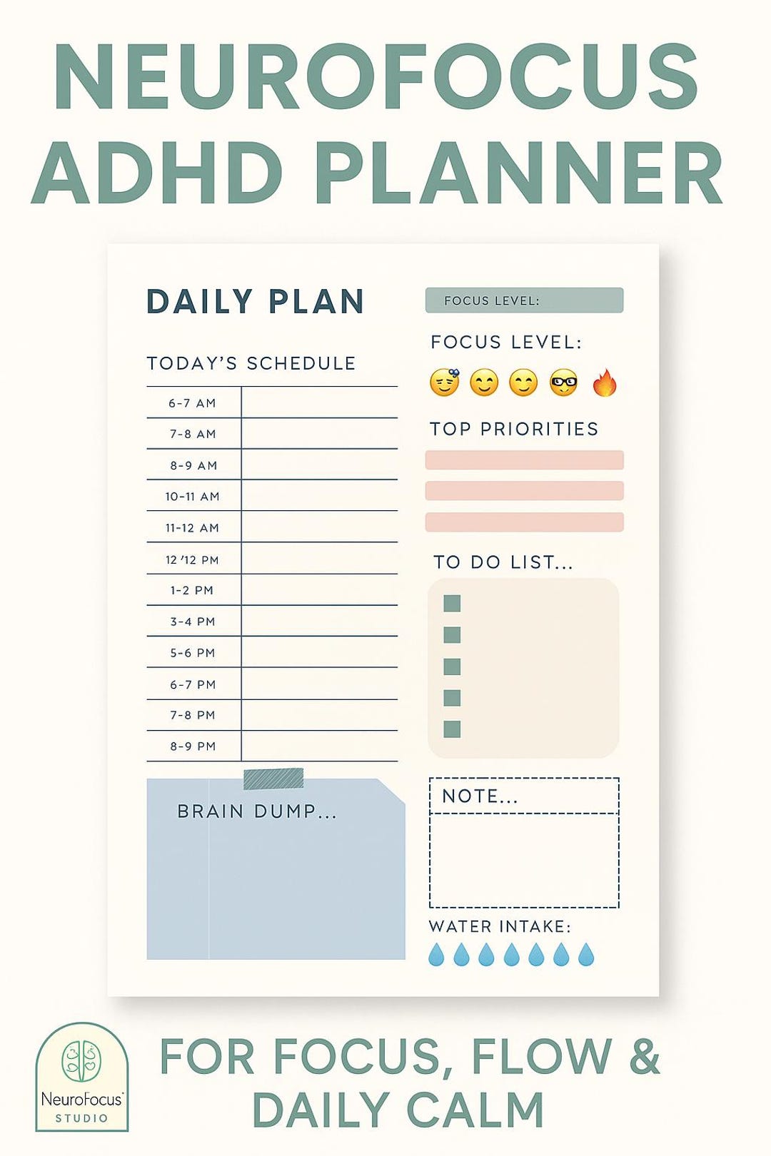 ADHD Digital Planner Printable | Daily & Weekly Layout | iPad Goodnotes ...