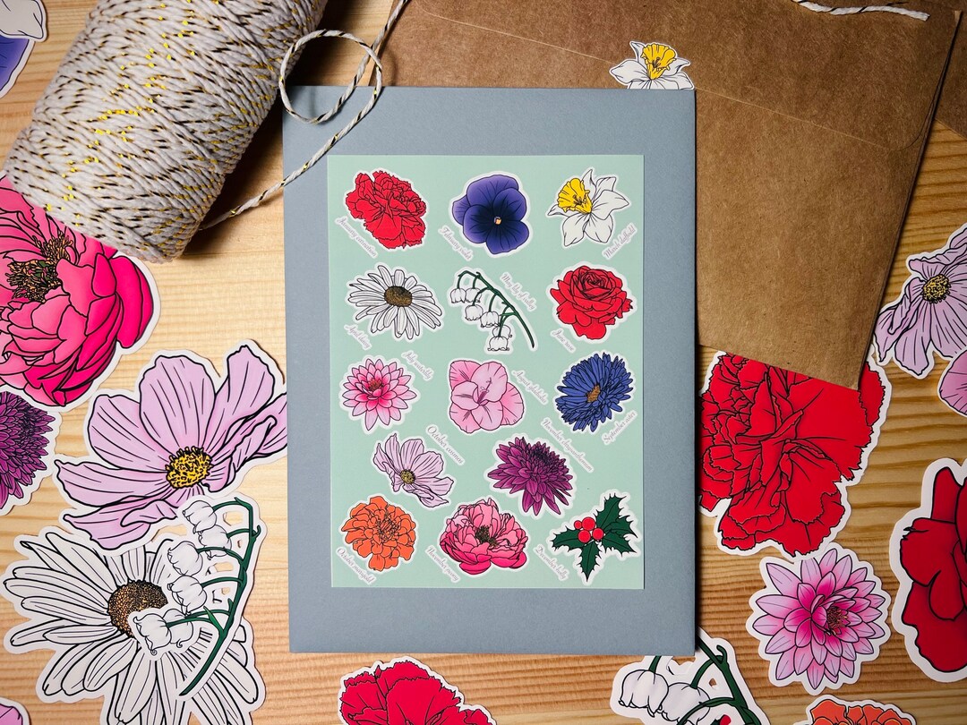 Flower Envelope Seal / Planer Stickers / Birth Month Flower / Mailing ...